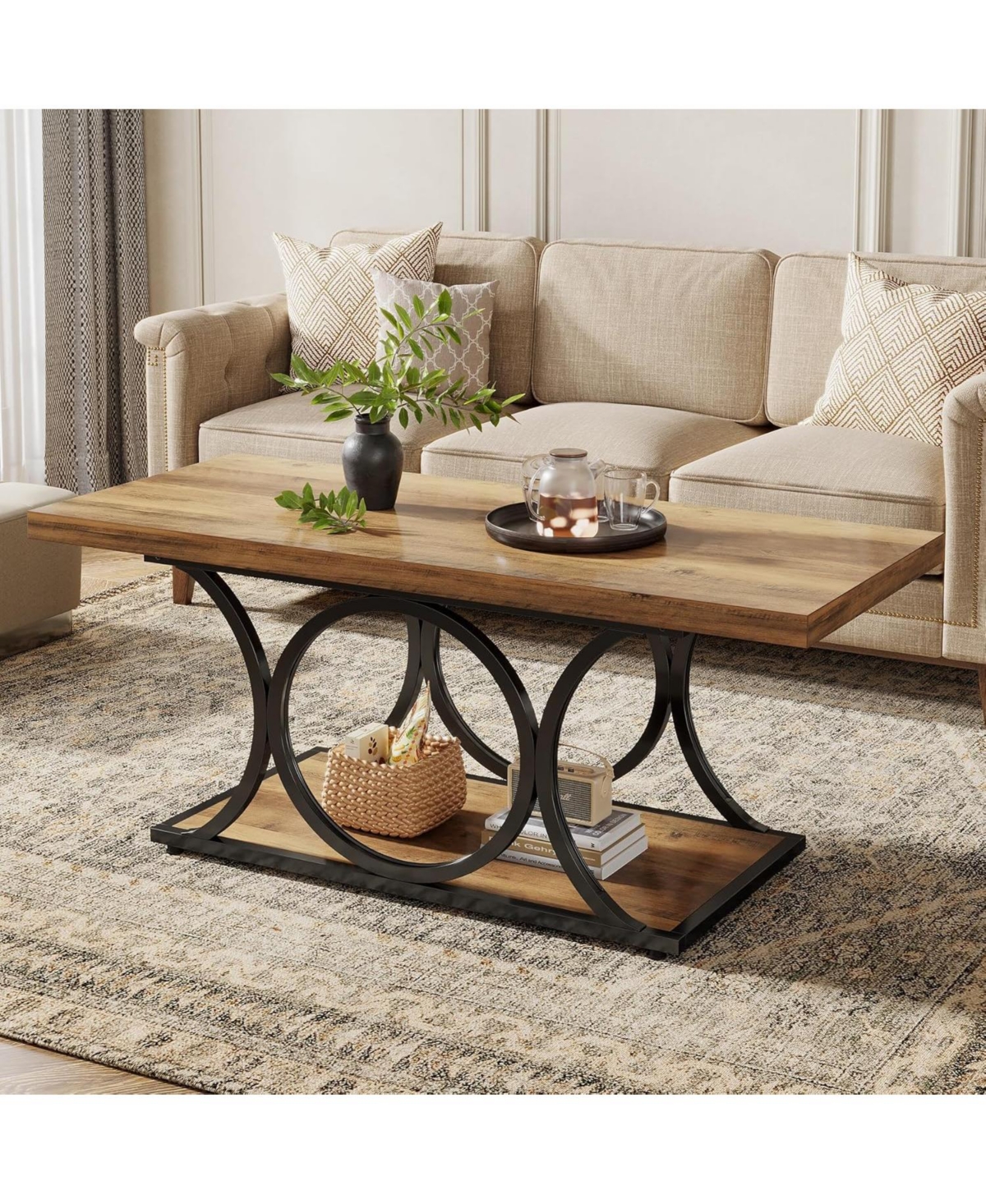 Click here for Tribesigns Rectangle Coffee Table  47.24-inch Rust... prices