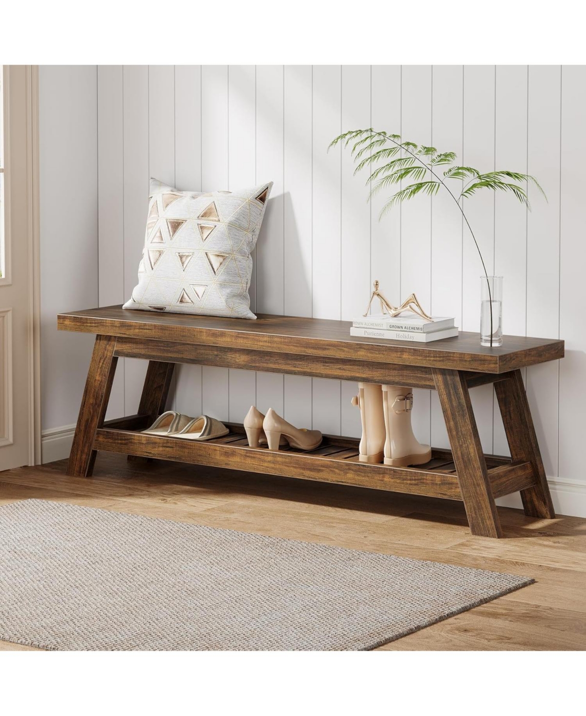 Click here for Tribesigns 55" Wood Entryway Bench with Shoe... prices