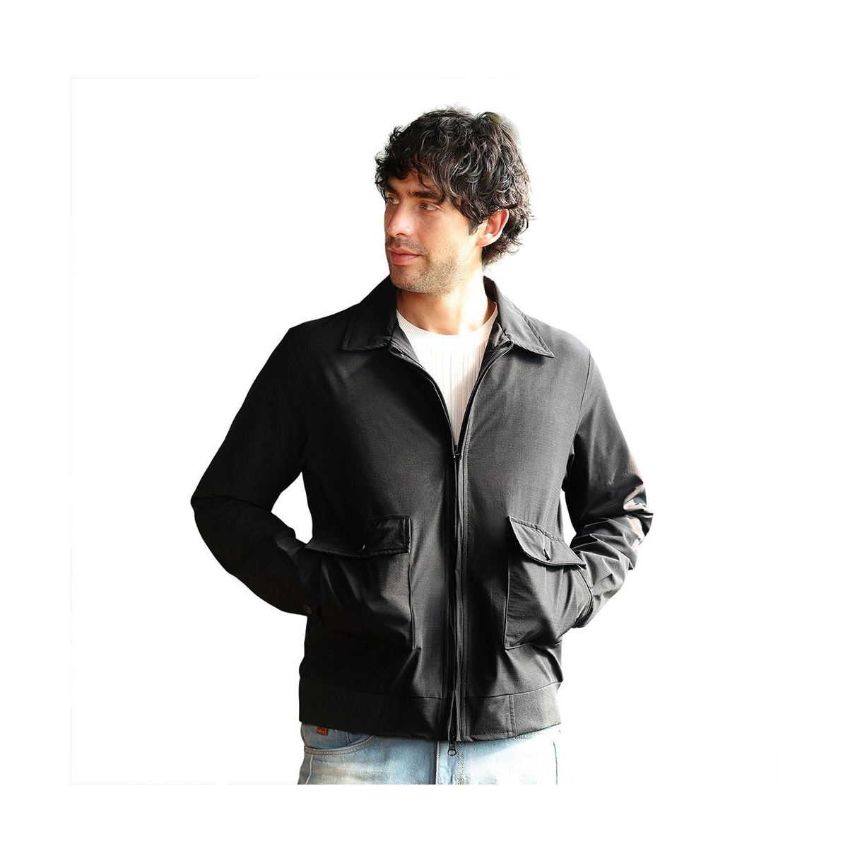 Click here for Campus Sutra Mens Obsidian Black Zip-Front Geometr... prices