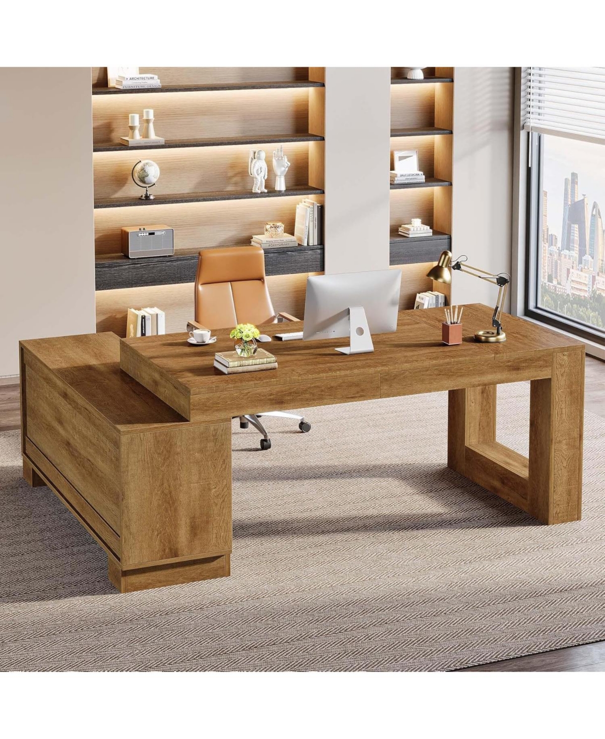 Click here for Tribesigns 63-Inch L-Shaped Wood Executive Desk wi... prices