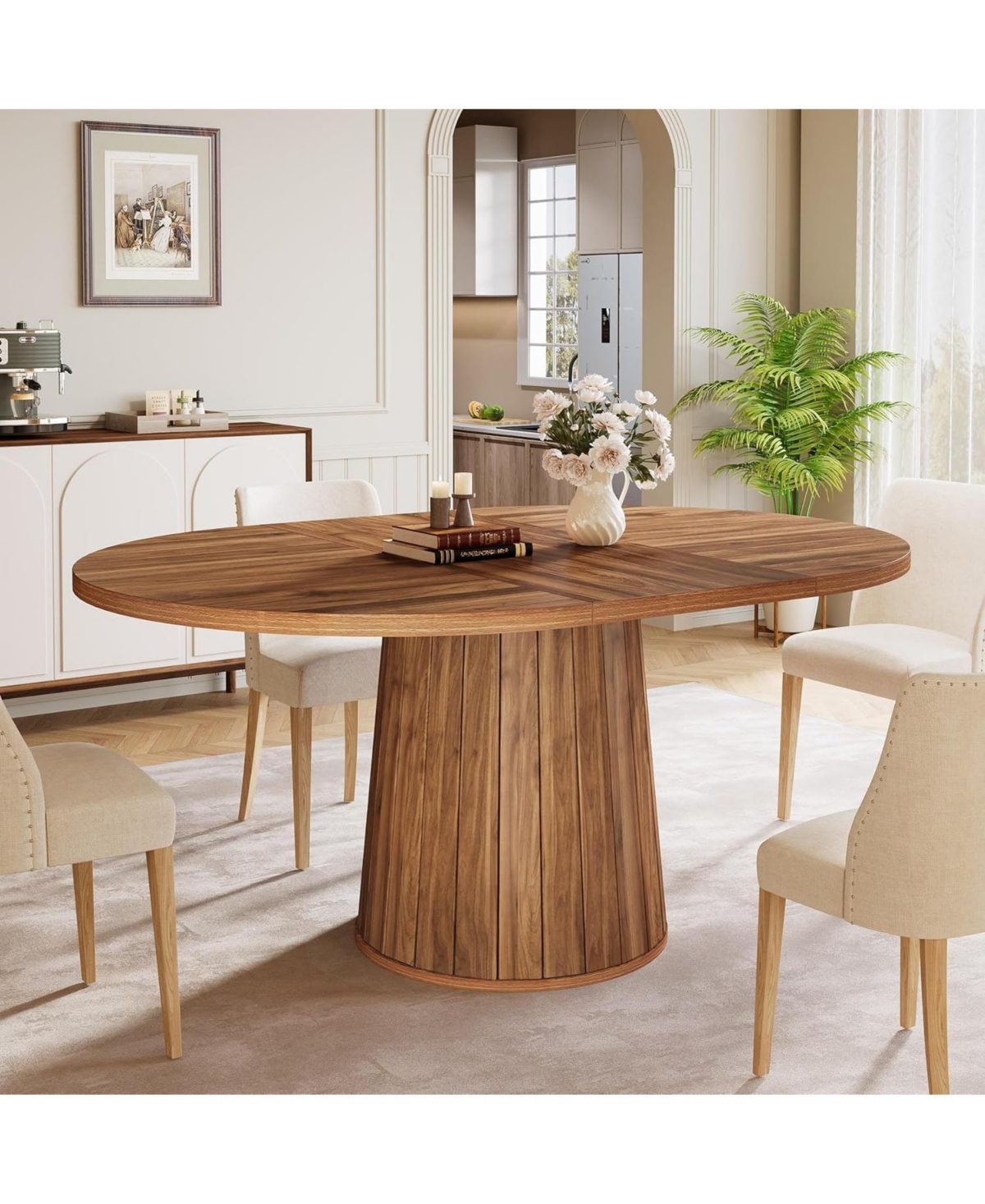 Click here for Tribesigns 55-Inch Oval Wood Dining Table for 6 wi... prices