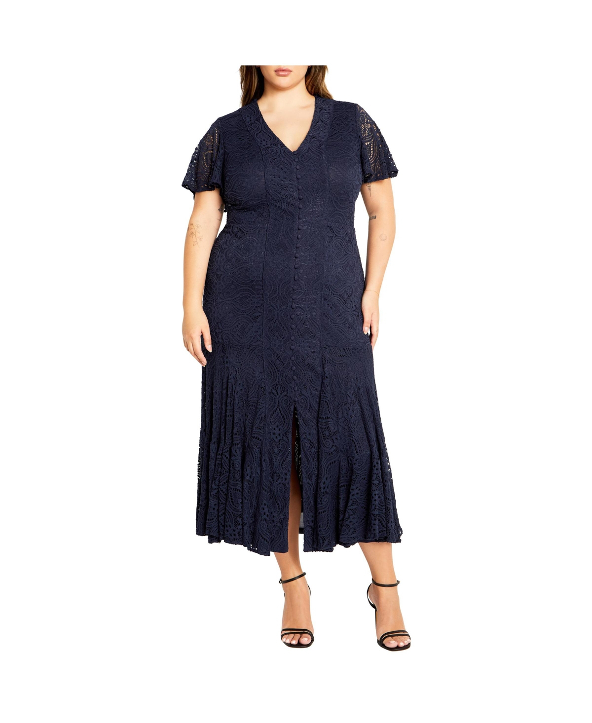 Click here for City Chic Womens Lace Christa Dress - Navy prices