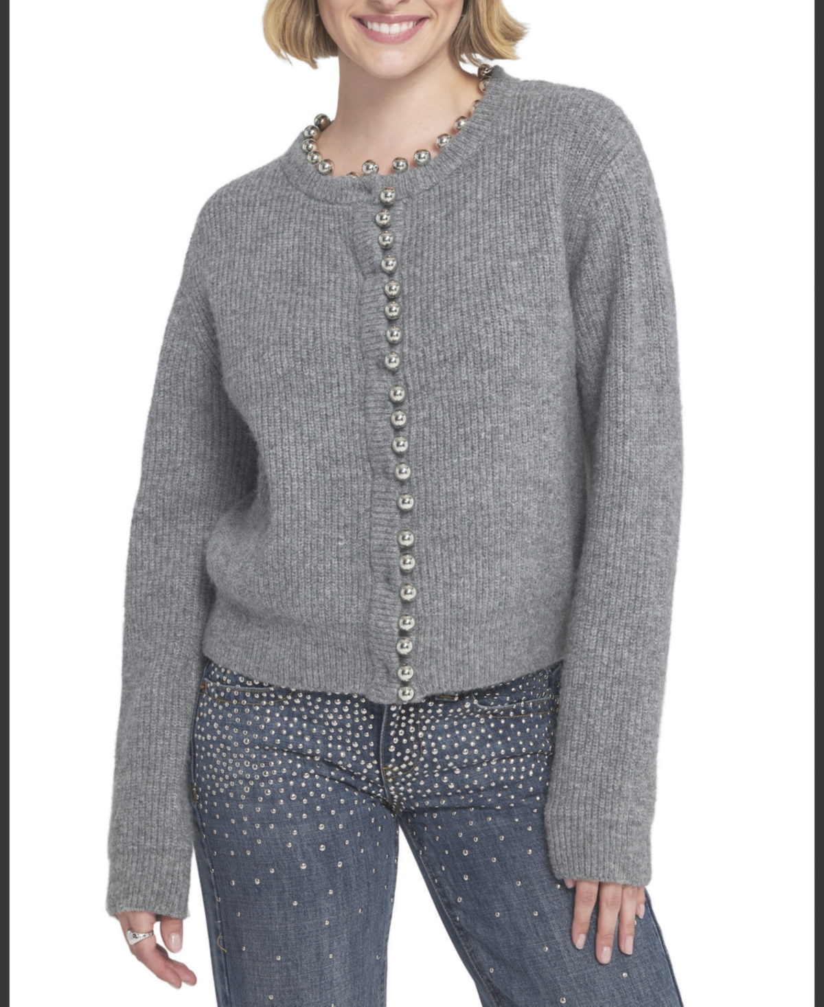 Click here for Elle Collection Womens Beaded Cardigan Cable Knit... prices