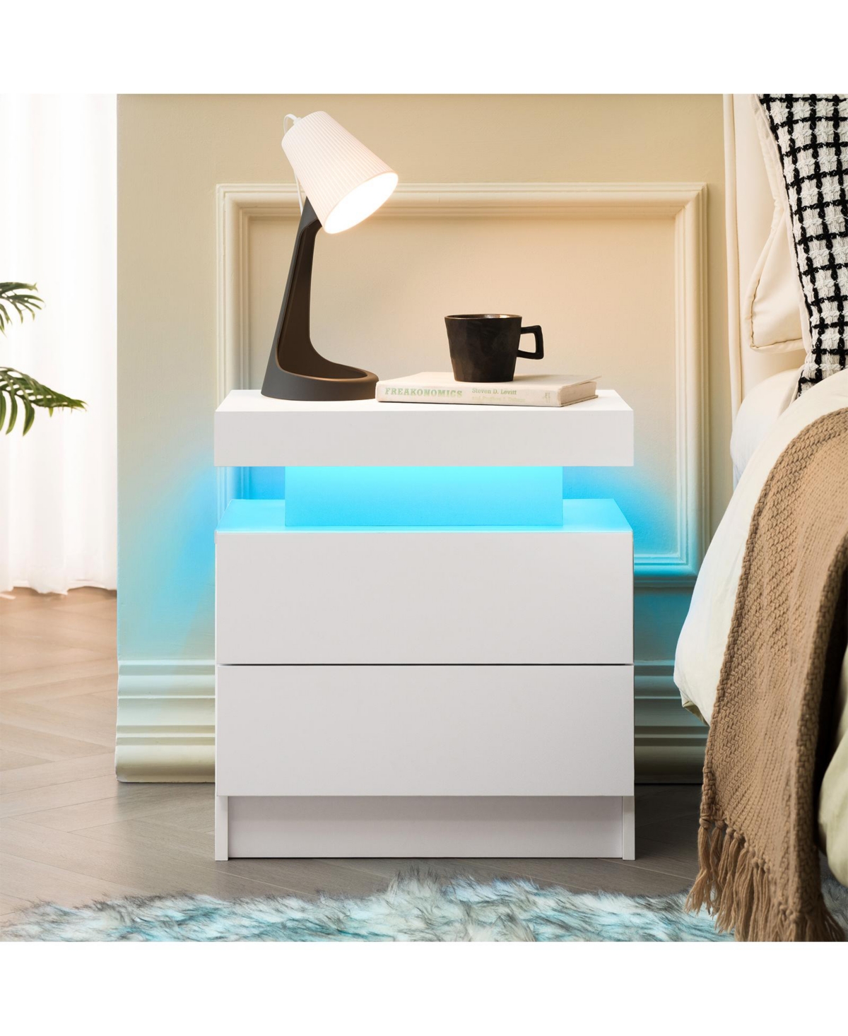Click here for sumyeg Modern Led Nightstand with 2 Drawers Bedsid... prices