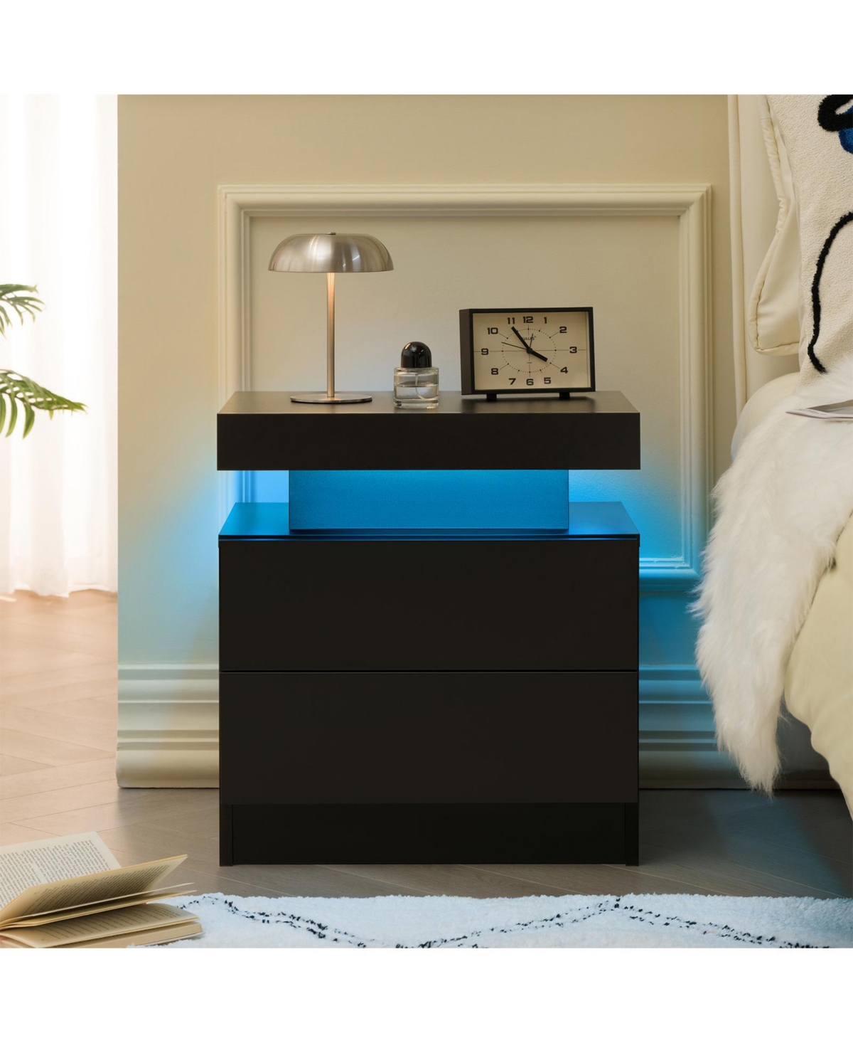 Click here for sumyeg Modern Led Nightstand with 2 Drawers Bedsid... prices