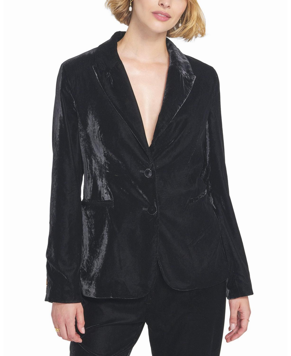 Click here for Elle Collection Womens Velvet Blazer Jacket - Blac... prices
