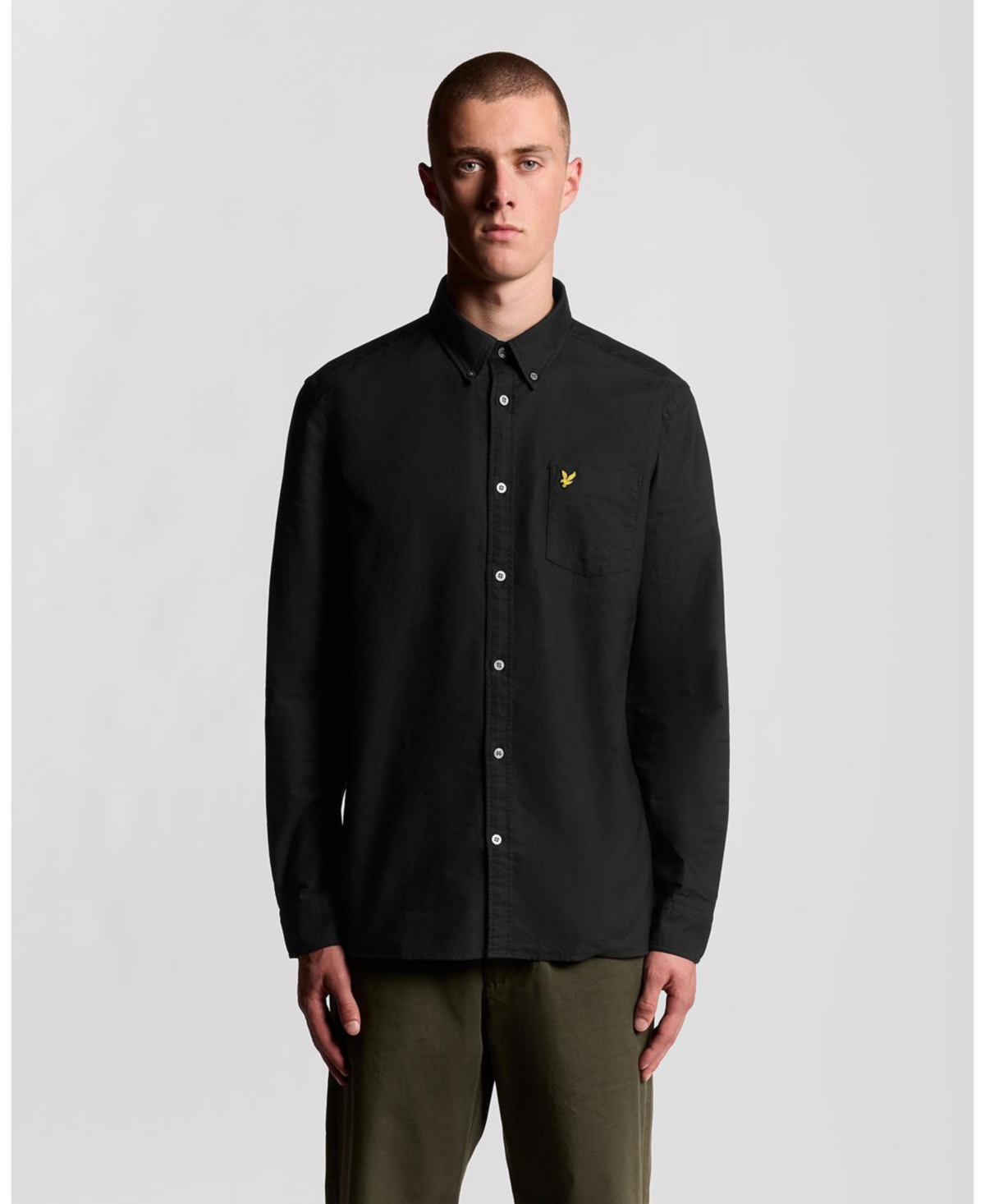 Click here for Lyle & Scott Mens Plain Oxford Shirt - Jet black prices