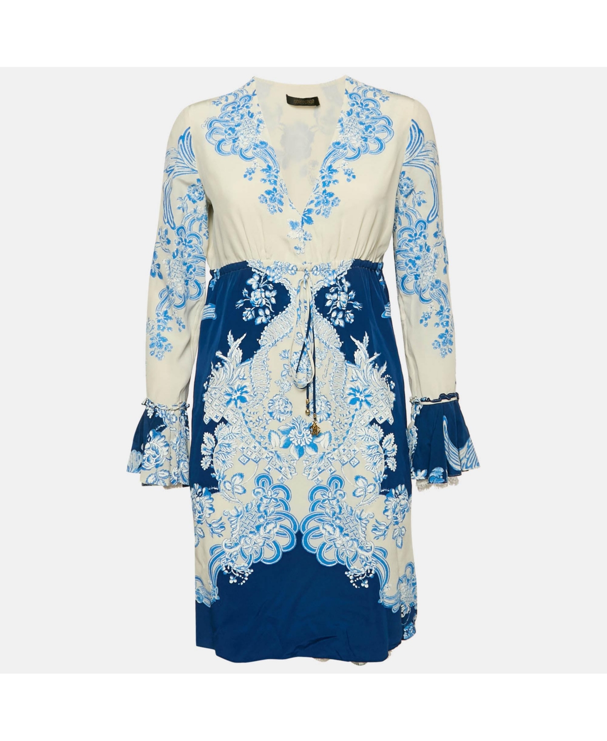 Click here for Pre-Owned Roberto Cavalli Womens White/blue Floral... prices