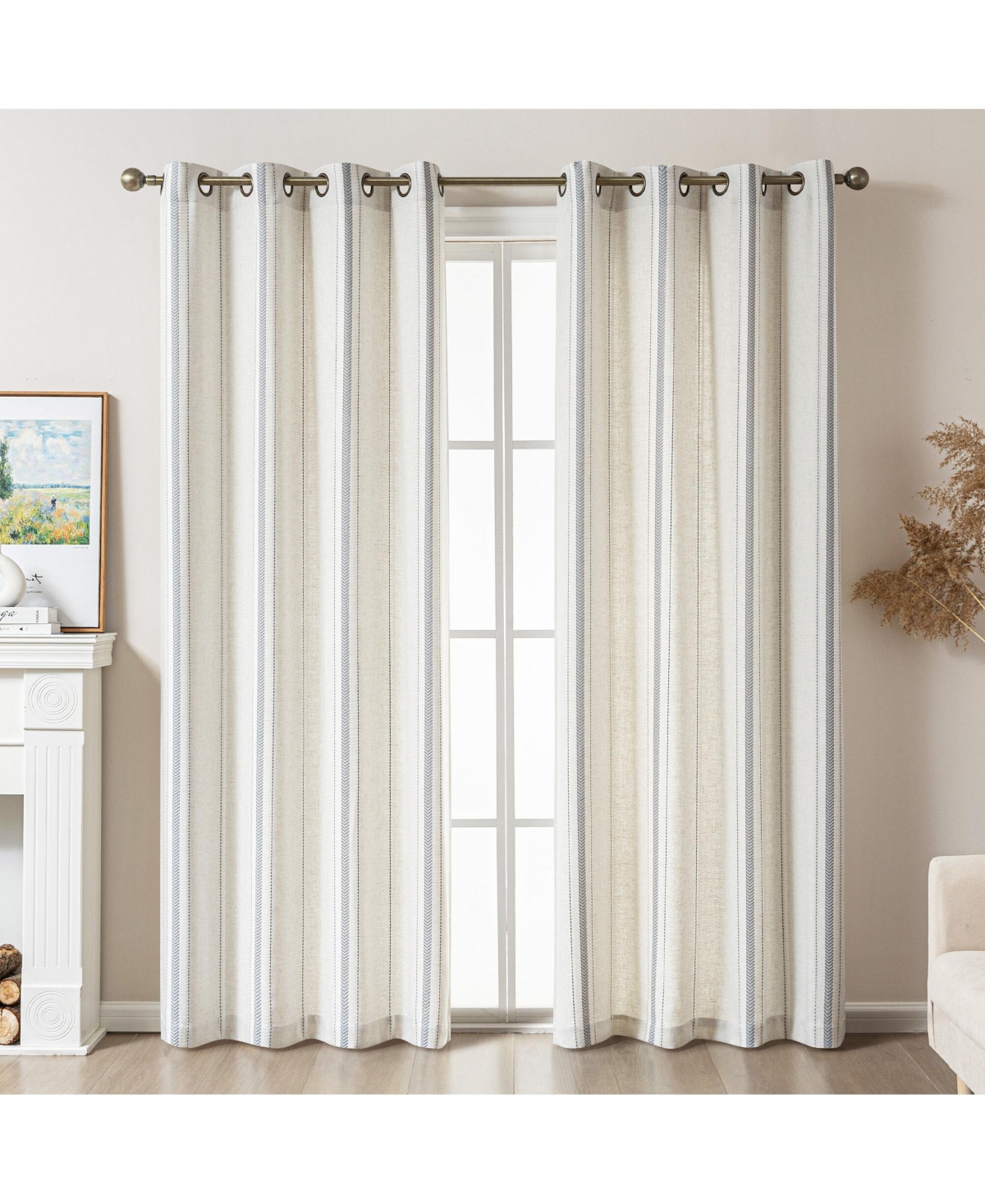 Click here for Awesome Home Linen Blend Geometric Striped Room Da... prices