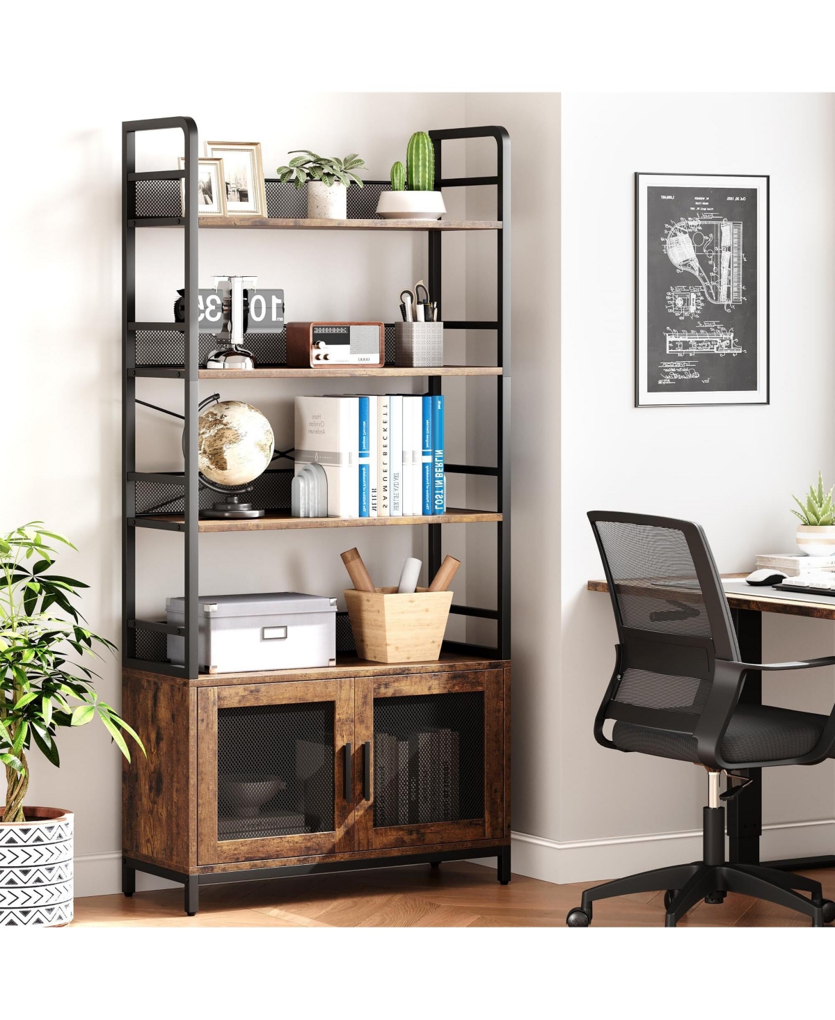 Click here for gaomon Bookshelf with Doors Industrial Bookcase wi... prices