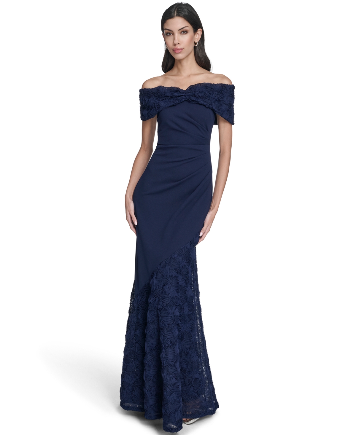 Click here for Eliza J Womens Off-The-Shoulder Side Tuck Gown - N... prices