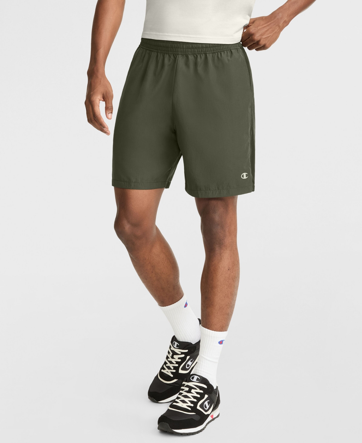 Click here for Champion Mens Sport Regular Fit Shorts - Army/blac... prices