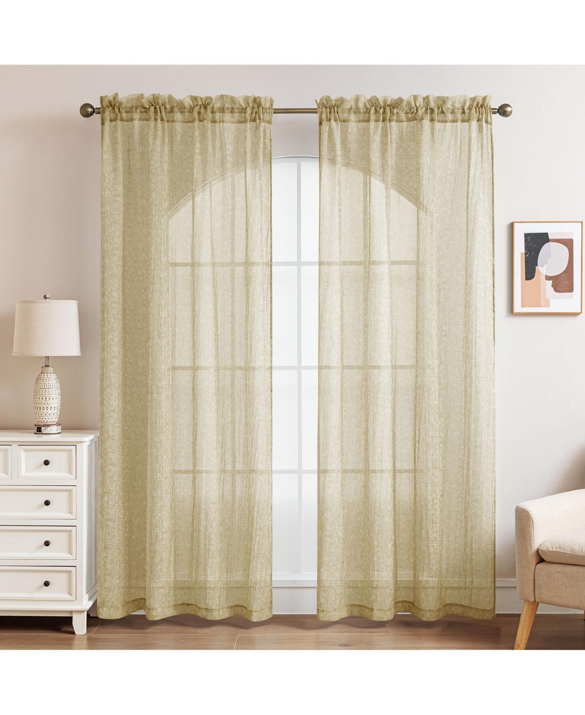Click here for Awesome Home Crinkle Textured Semi-Sheer Rod Pocke... prices