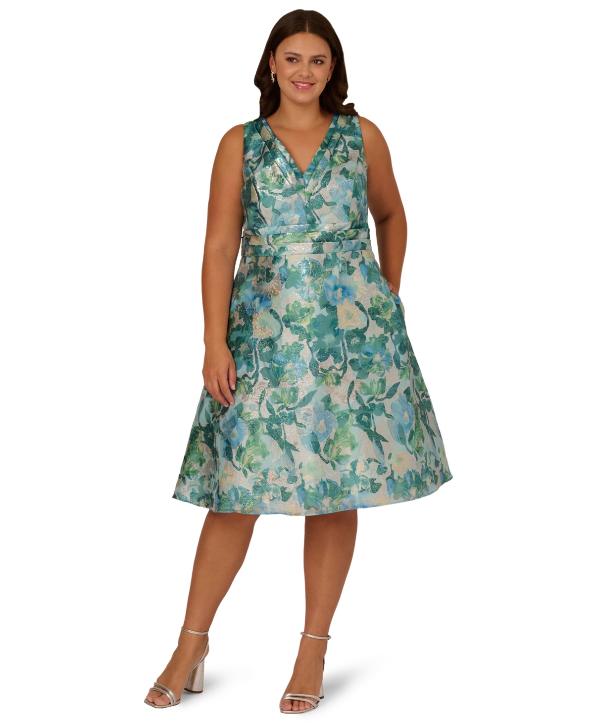 Click here for Adrianna Papell Plus Size Floral Jacquard Midi Dre... prices