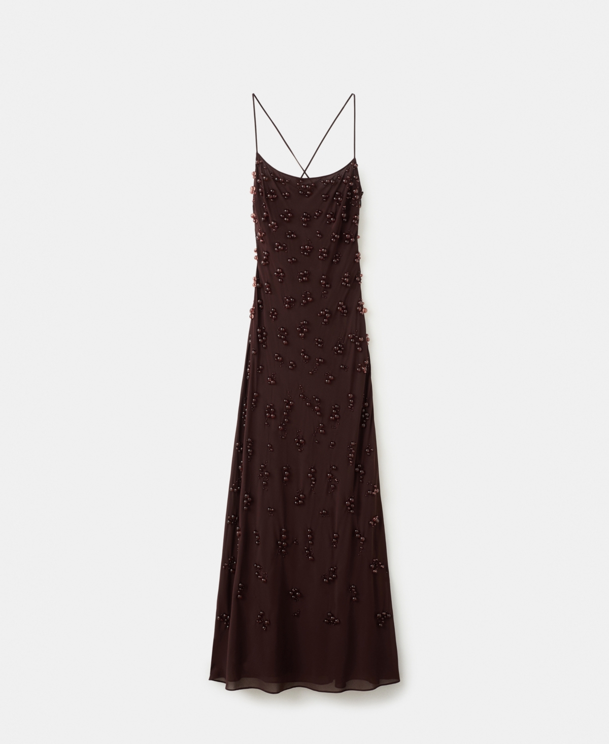 Click here for Mango Womens Embroidered Spheres Long Dress - Brow... prices