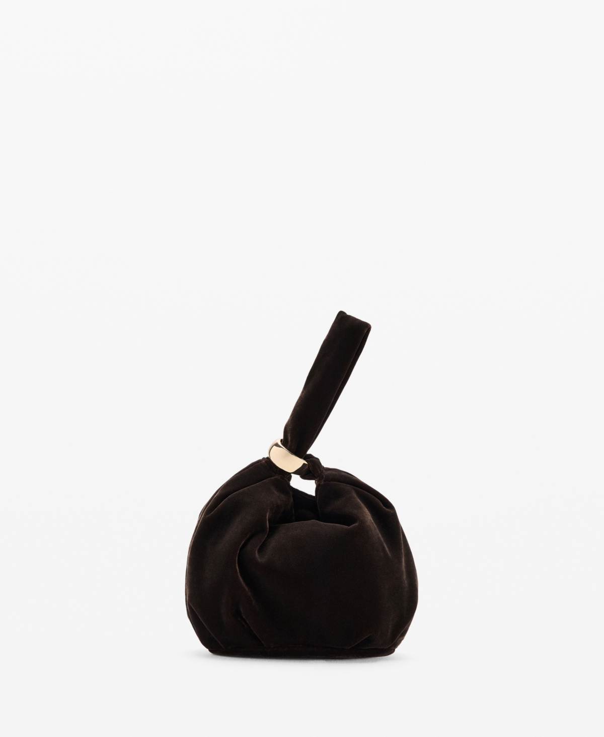 Click here for Mango Womens Metallic Detail Velvet Handbag - Choc... prices