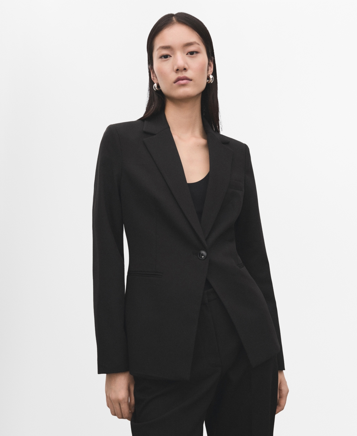 Click here for Mango Womens Fitted Suit Blazer - Black prices
