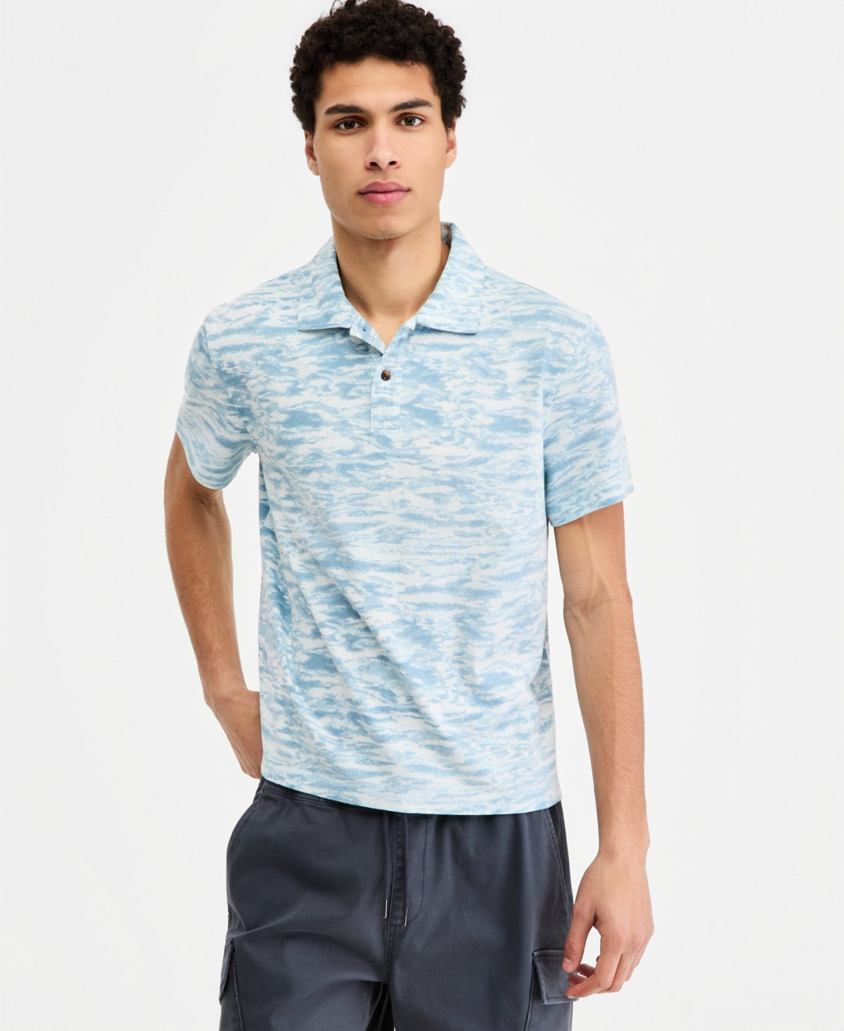 Click here for Sun + Stone Mens Cotton Reflection Camo Polo Shirt... prices