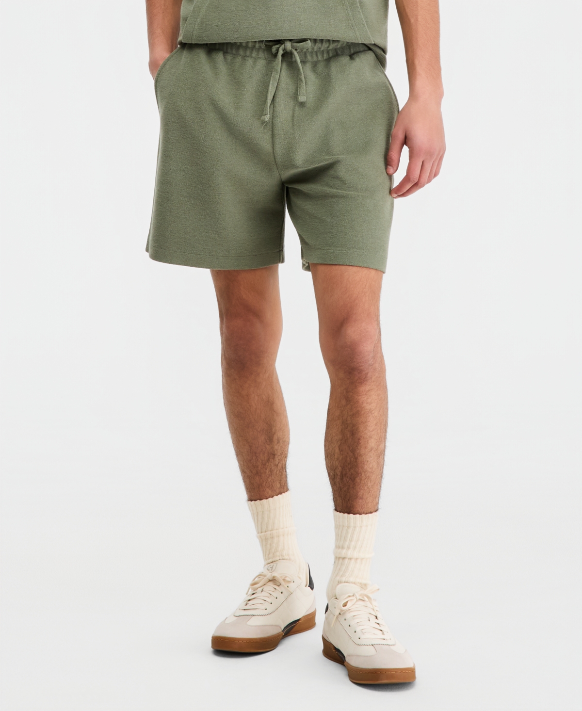 Click here for Sun + Stone Mens Cotton-Blend Terry 6 Pull-On Shor... prices