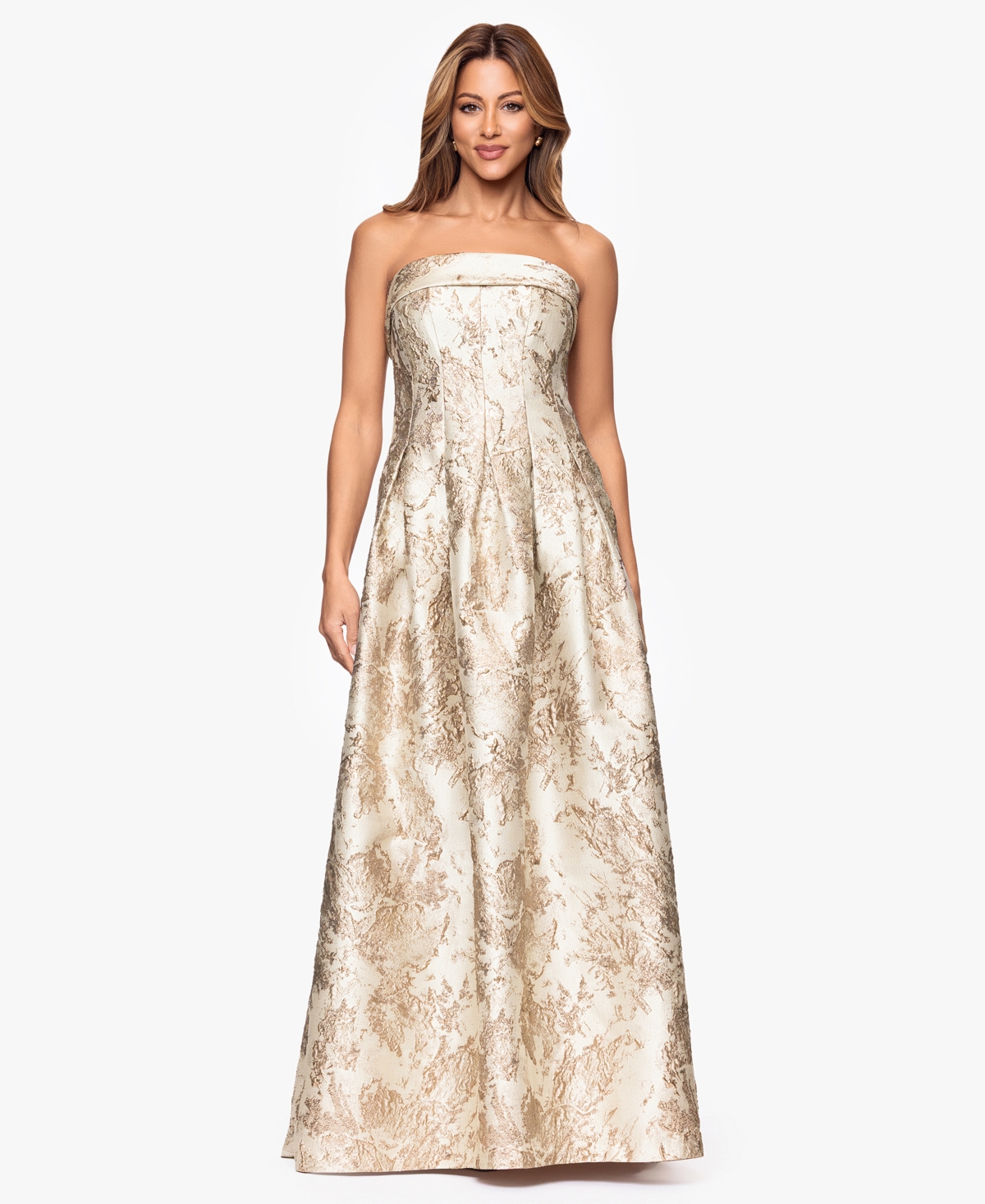 Click here for Xscape Womens Brocade Strapless Ball Gown - Gold prices