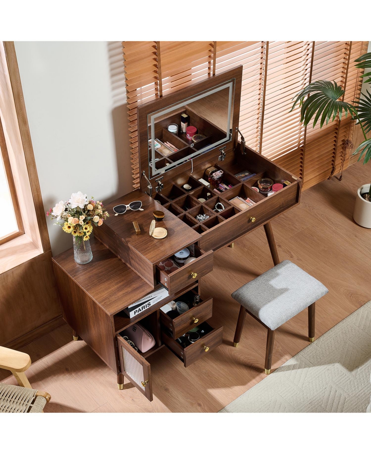 Click here for Streamdale Vanity Desk with Lighted Mirror  Adjust... prices