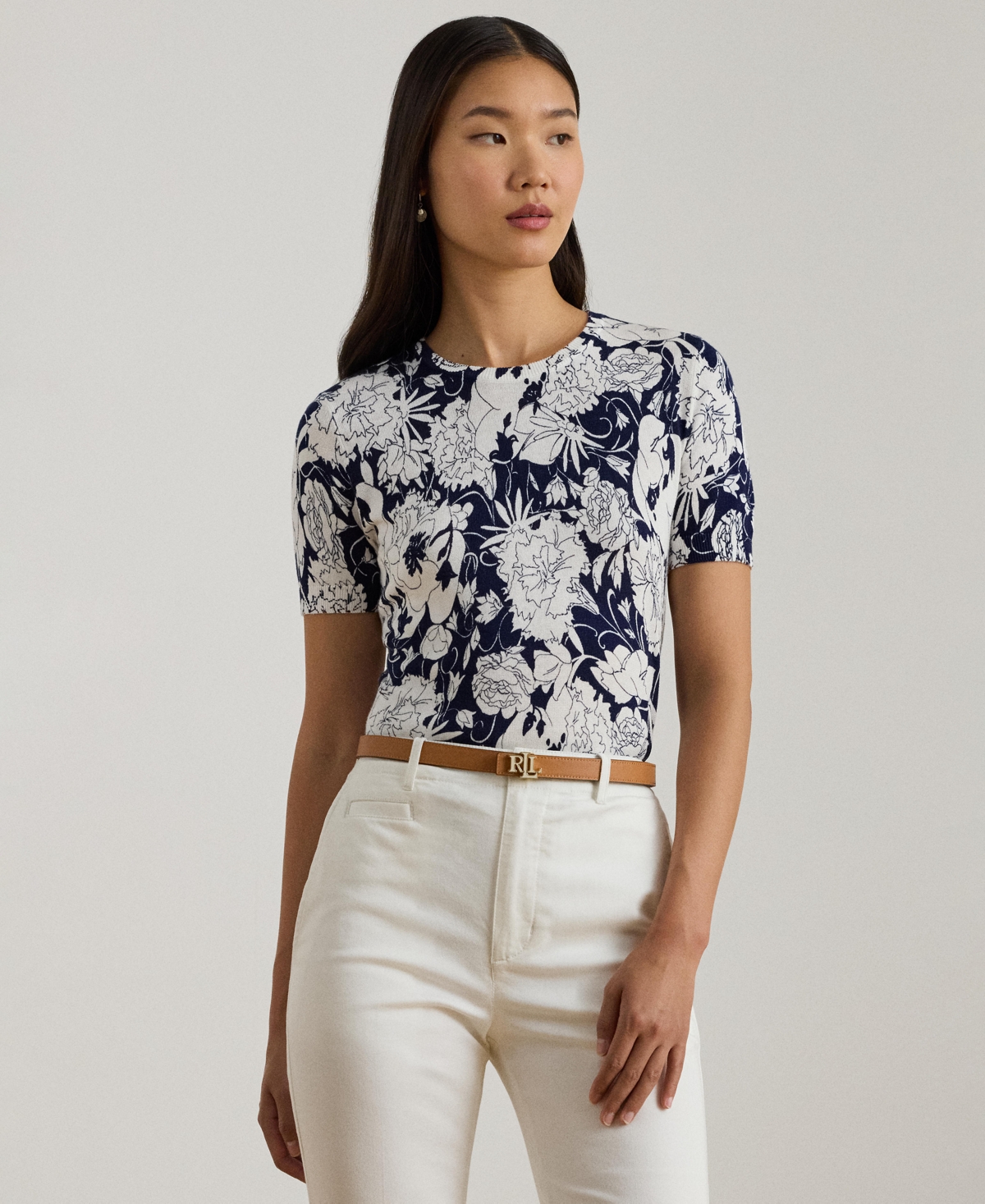 Click here for Lauren Ralph Lauren Womens Floral Short-Sleeve Swe... prices
