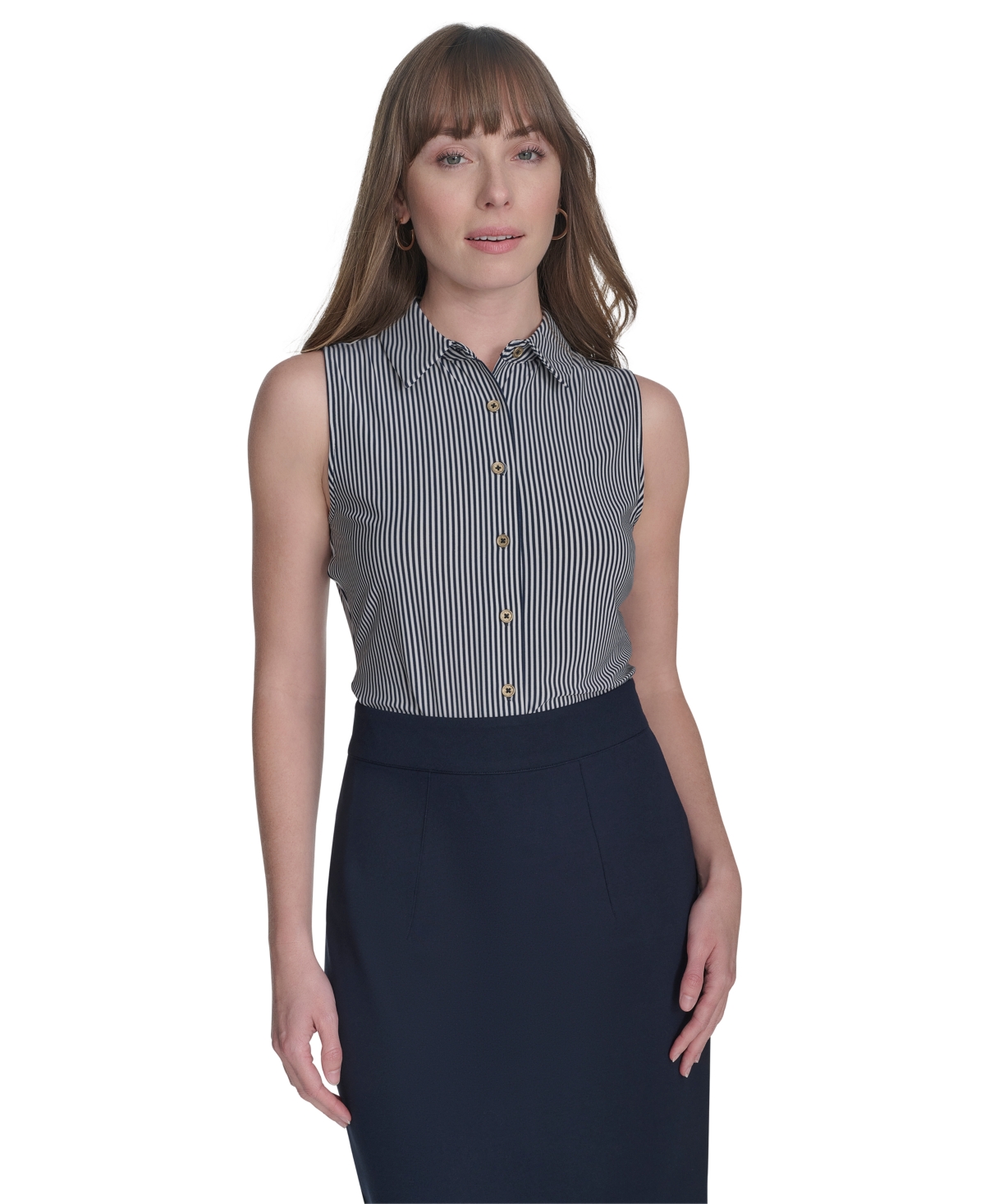 Click here for Tommy Hilfiger Womens Sleeveless Pinstripe Top - M... prices