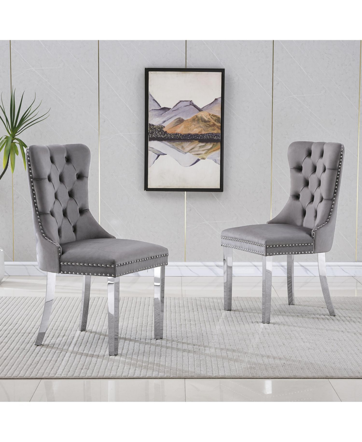 Click here for Streamdale Furniture Grey Velvet Dining Chairs - S... prices