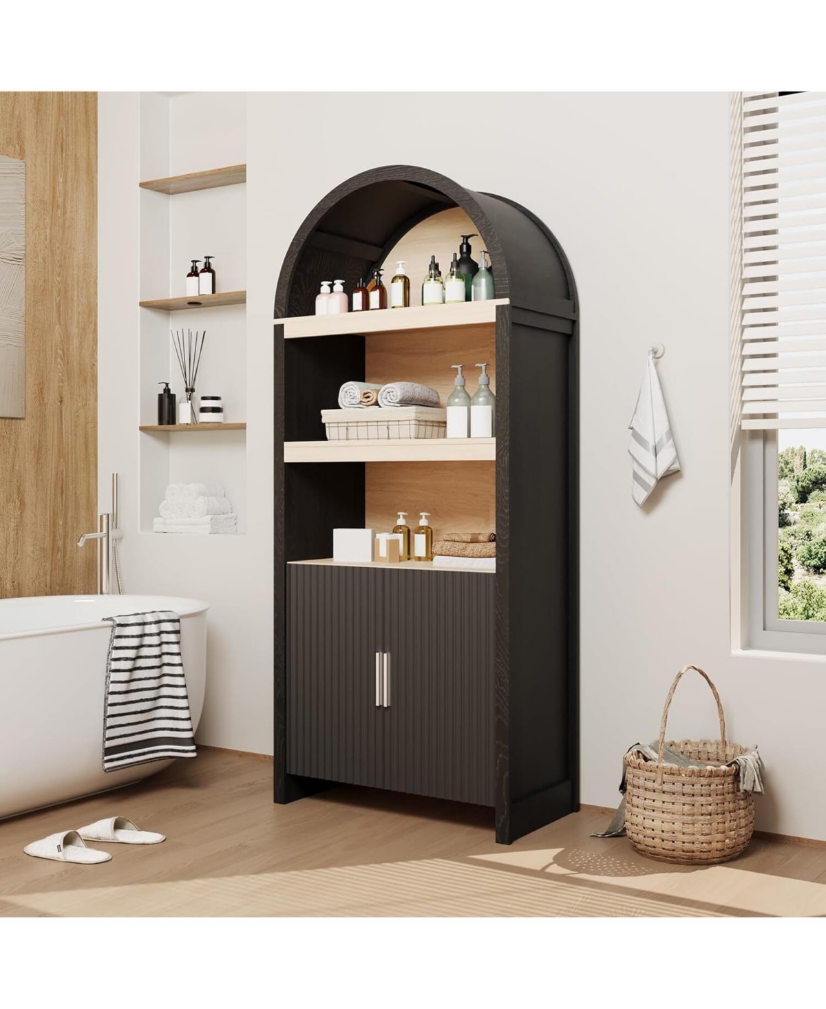 Click here for Gaomon 71in Tall Arched Bookcase  Modern 5 Tier Bo... prices