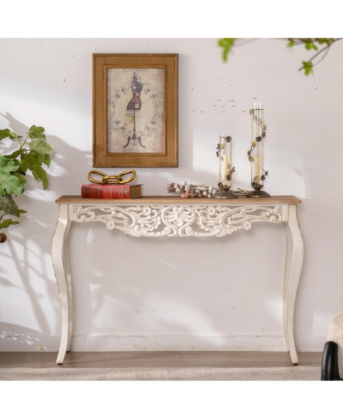 Click here for Streamdale Furniture Antique White Carved Console... prices
