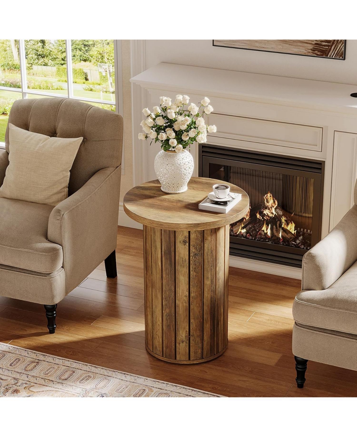 Click here for Tribesigns Round Side Table  Farmhouse Wood End Ta... prices