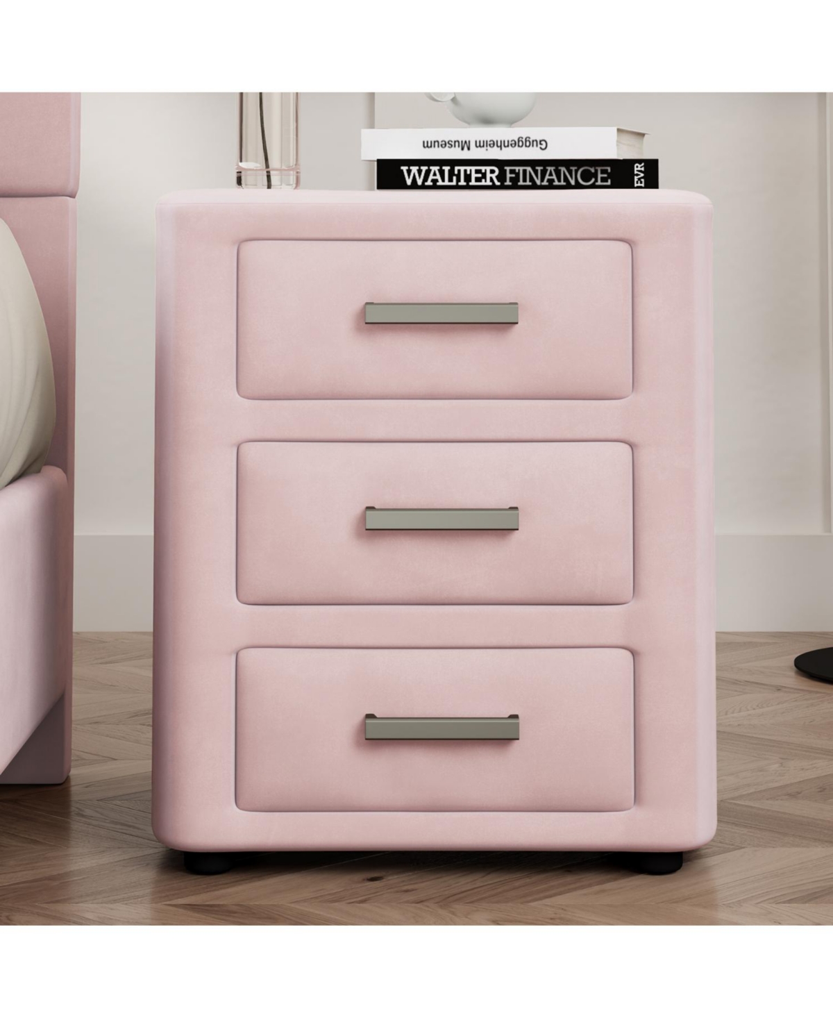 Click here for Streamdale Velvet Nightstand Bedside Table with 3... prices