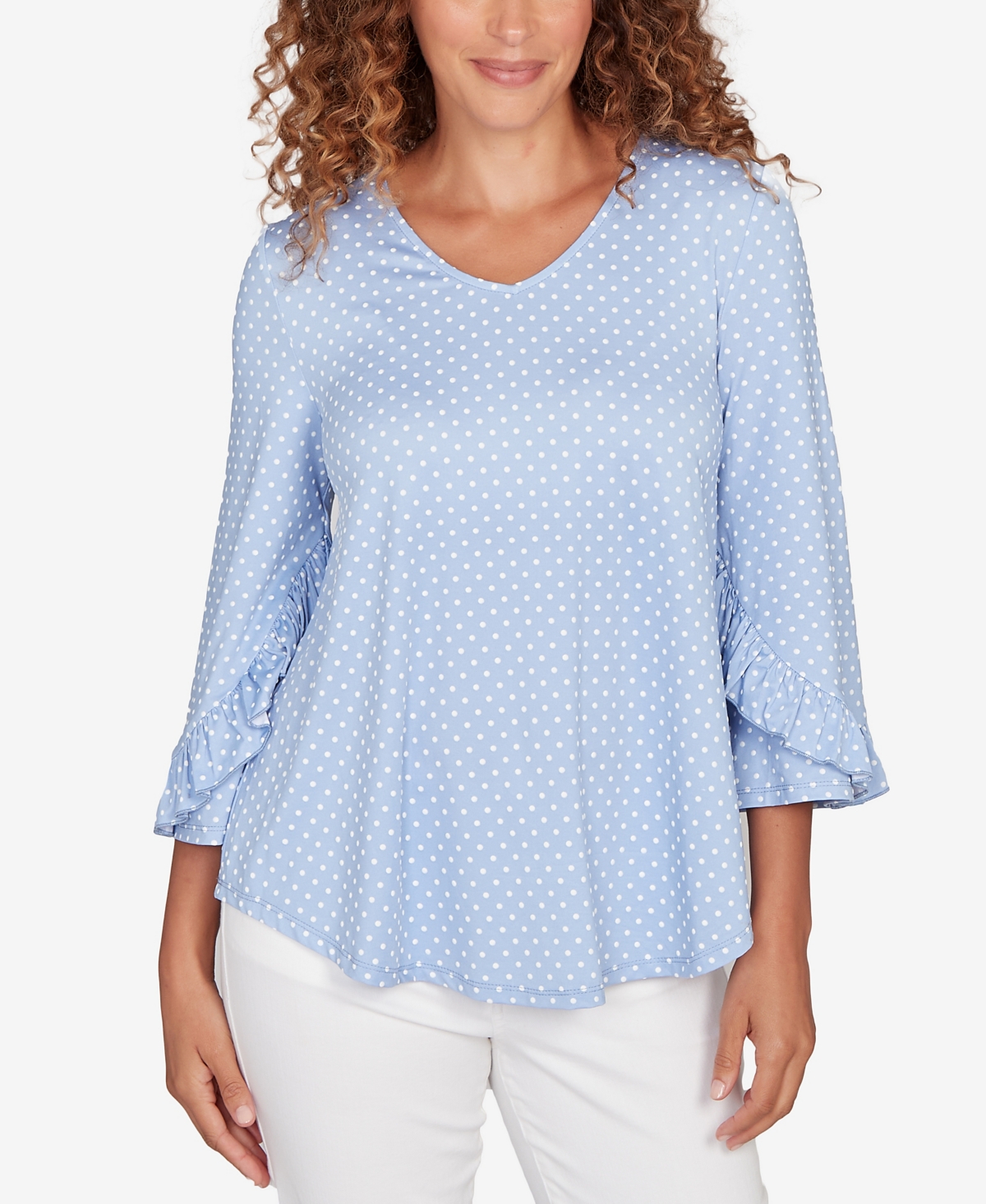 Click here for Ruby Rd. Petite Polka Dot Puff Print Knit Top - Li... prices
