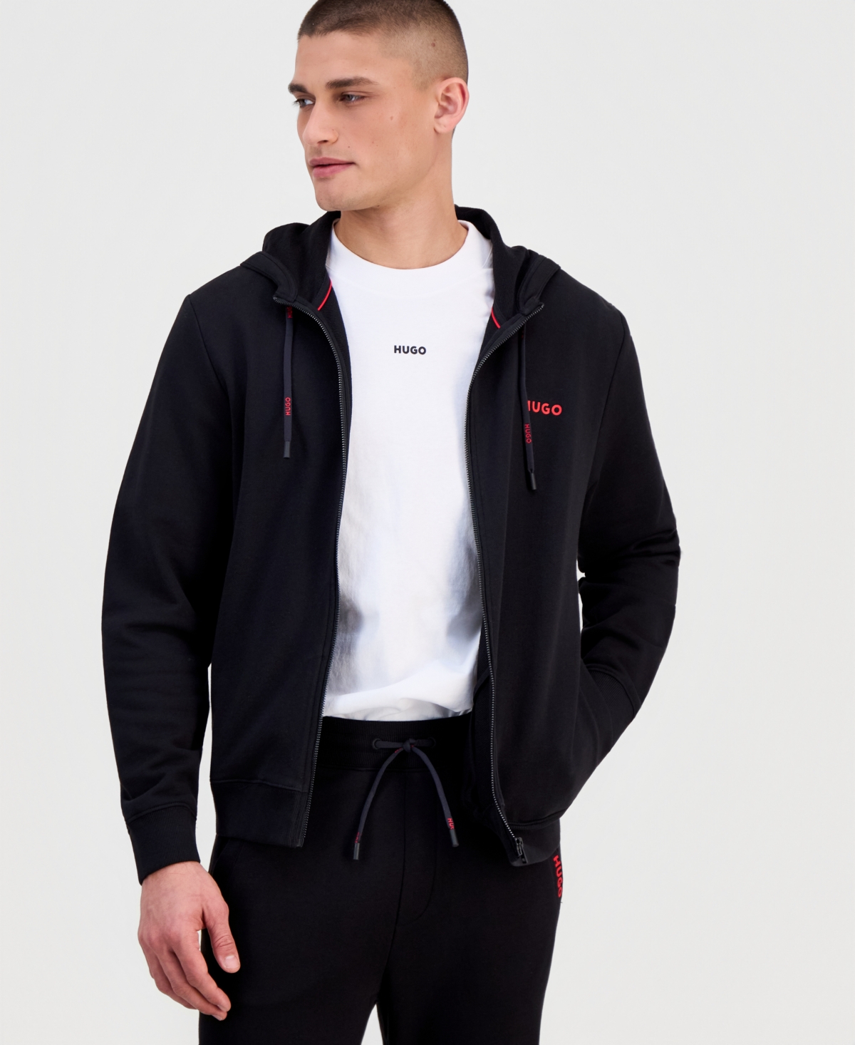 Click here for Hugo Boss Mens Cotton Logo Full-Zip Hoodie - Black prices