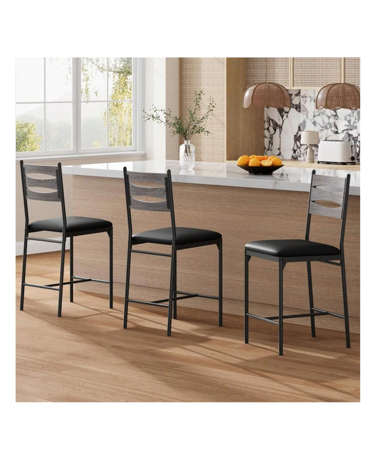 Click here for gaomon Bar Stools Set Of 2  Wooden Barstools  Faux... prices