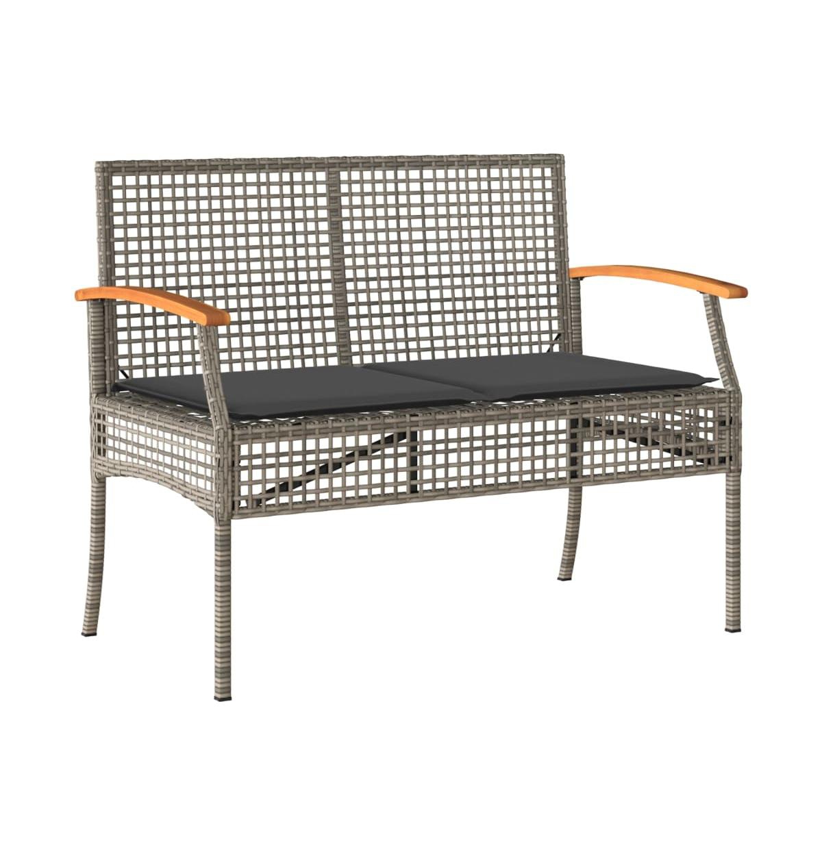 Click here for vidaXL Patio Bench with Cushion Gray Poly Rattan A... prices
