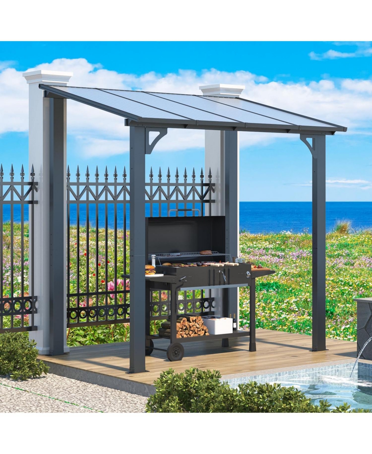 Click here for Aecojoy 8 x 5 Wall Mounted Gazebos Pergola - Grey prices