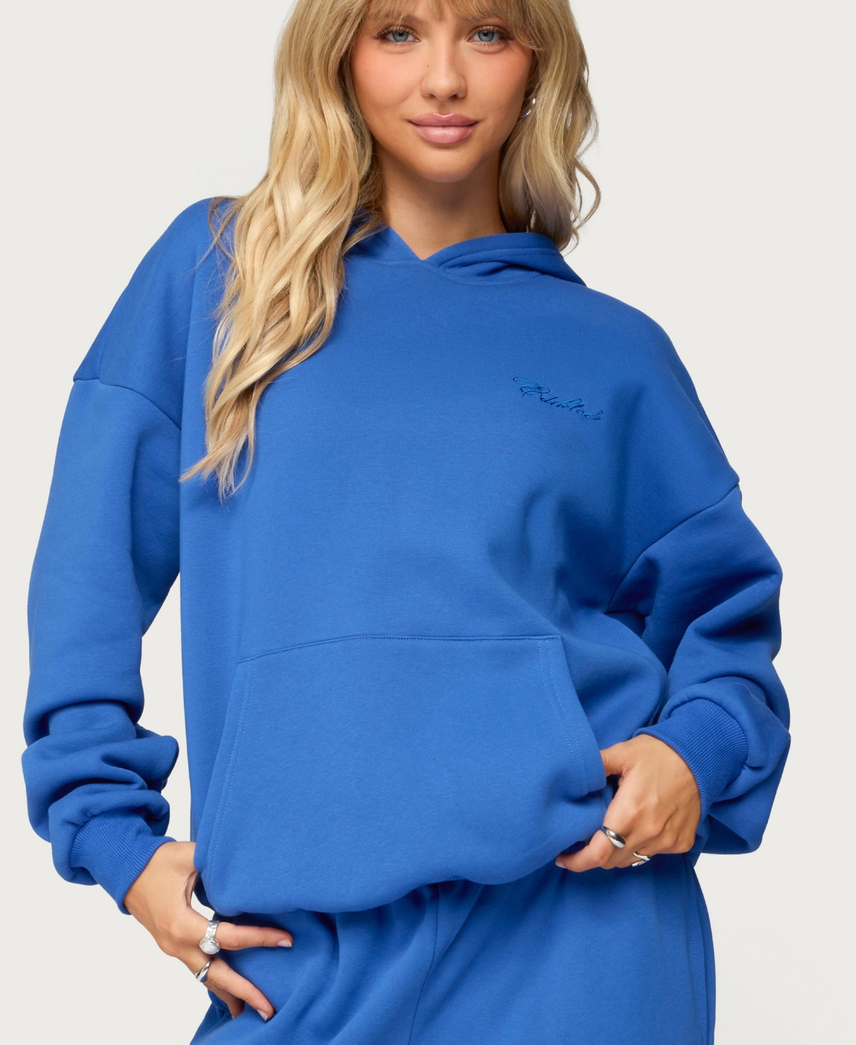 Click here for Edikted Womens Basic Girl Oversized Hoodie - Blue prices