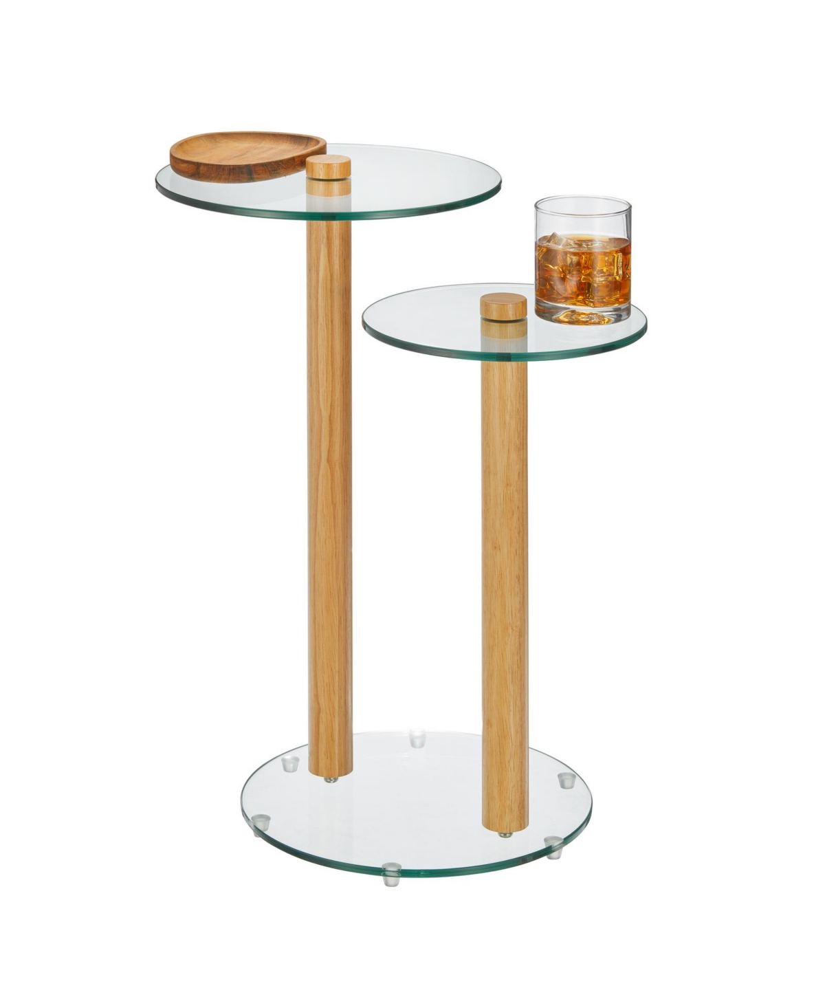 Click here for mDesign Wood and Glass Round Accent Side/End Duo D... prices