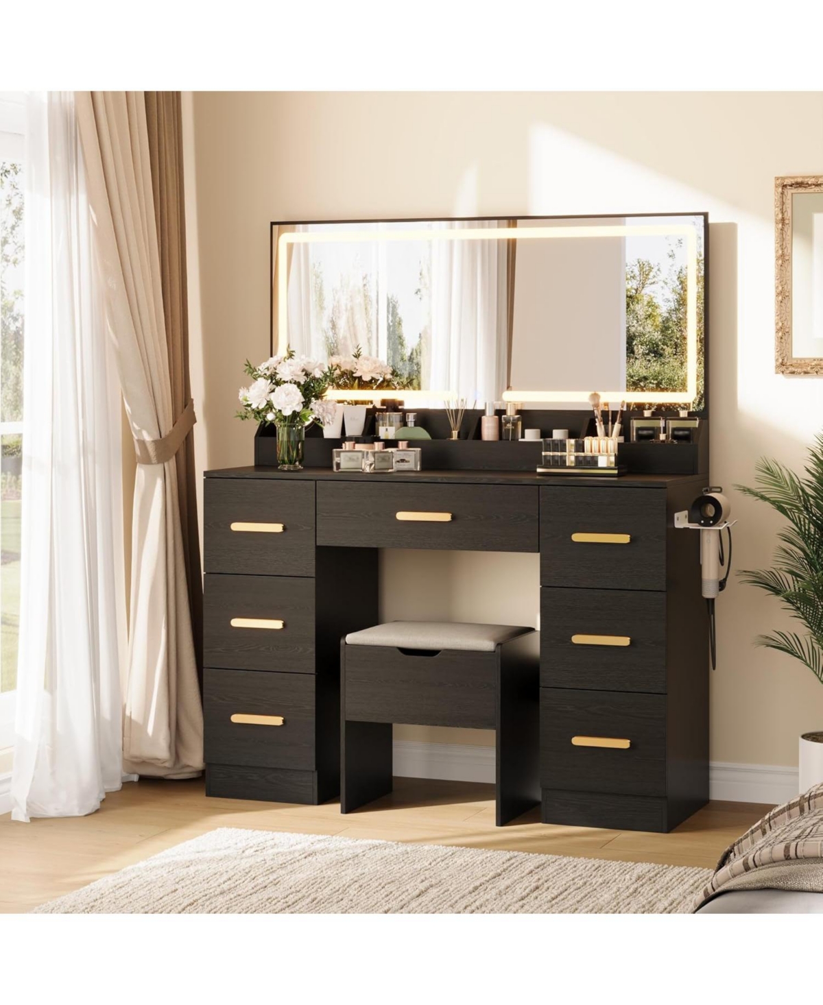 Click here for Gaomon Vanity Desk with Large Lighted Mirror  45.9... prices