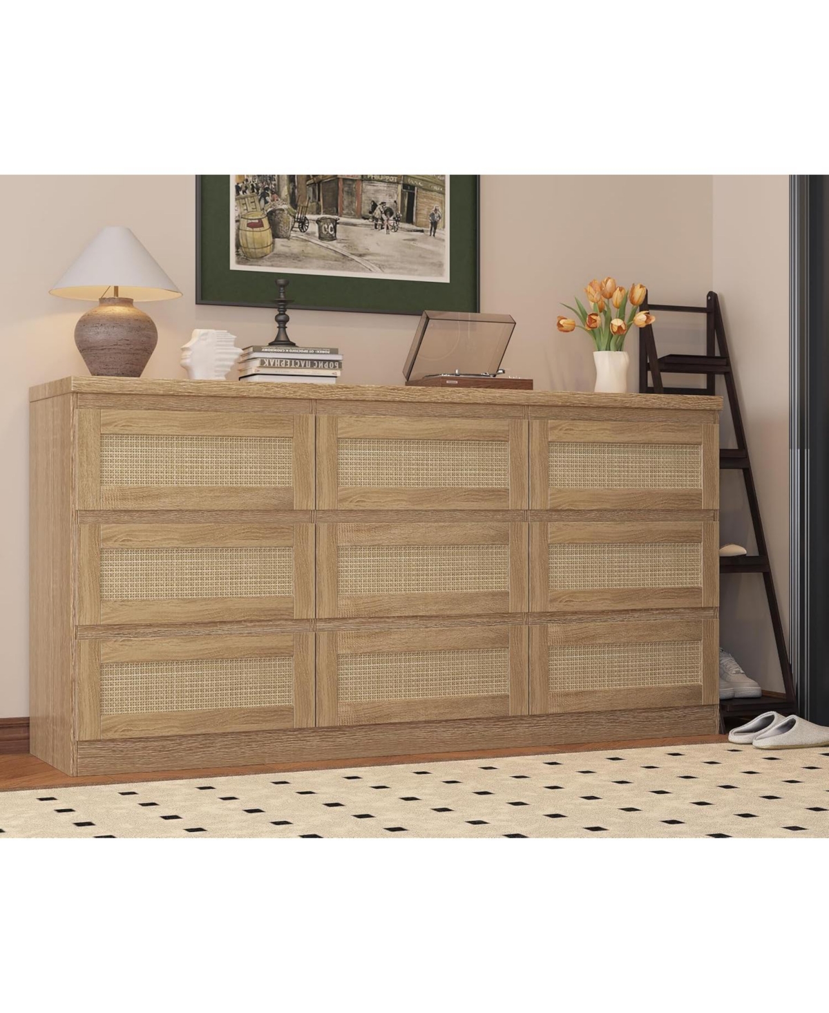 Click here for Gaomon Rattan 9 Drawer Dresser with Charging Stati... prices