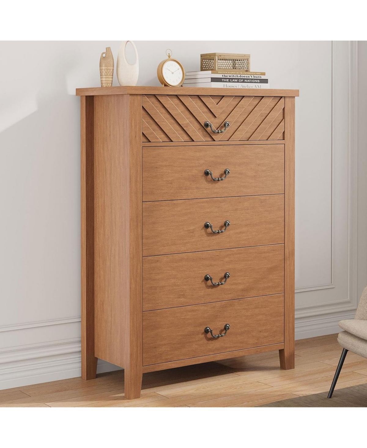 Click here for Gaomon 5 Drawer Dresser for Bedroom  Brown 5 Chest... prices