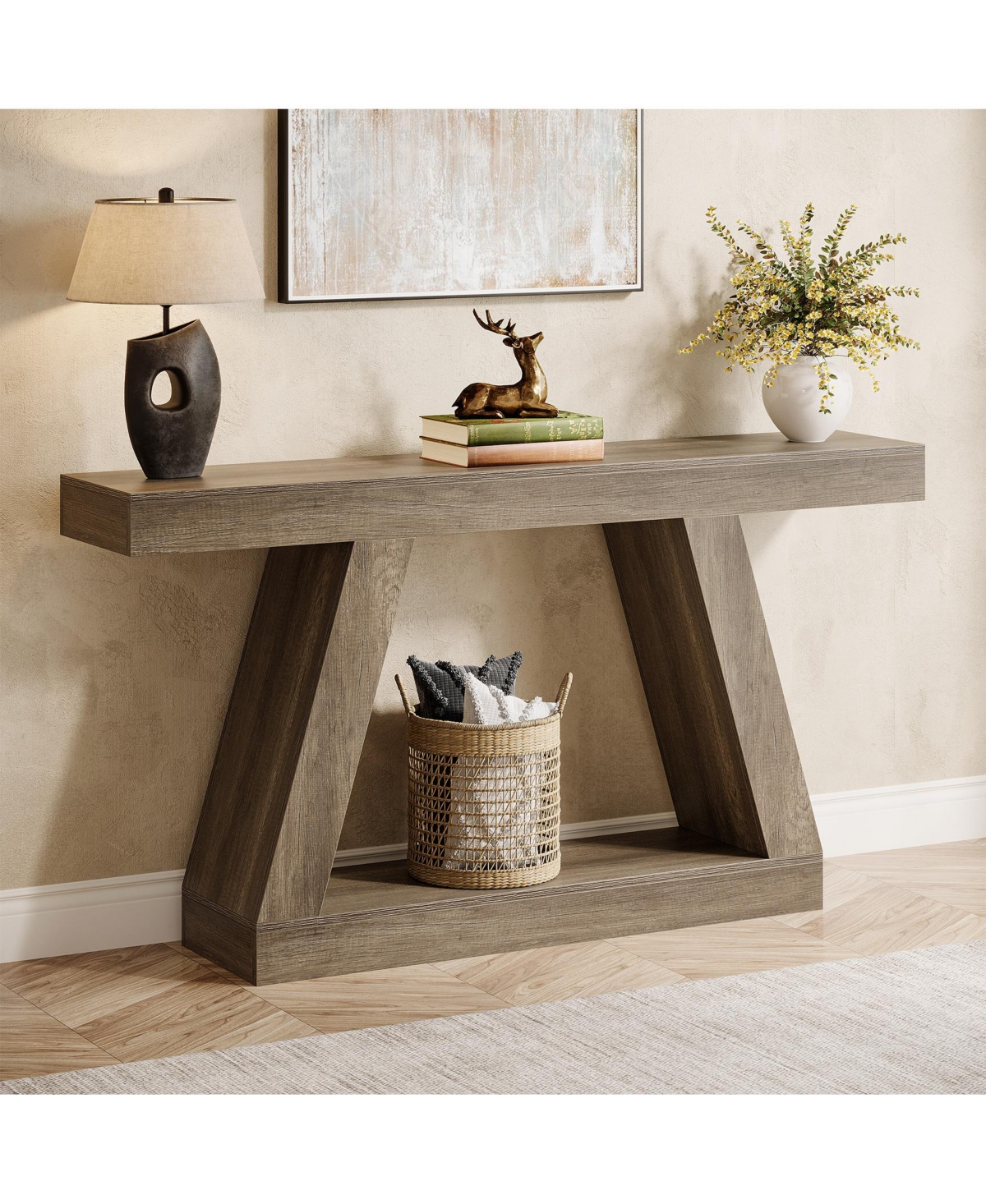 Click here for Tribesigns Farmhouse Console Table  55-Inch Rustic... prices