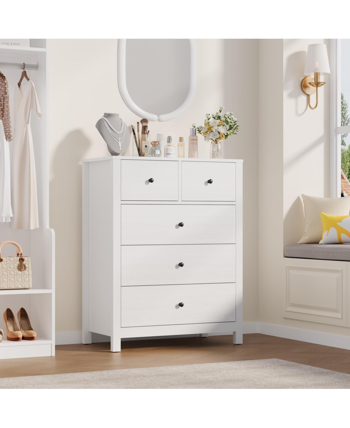 Click here for gaomon 5 Drawer Dresser for Bedroom  Modern Tall D... prices