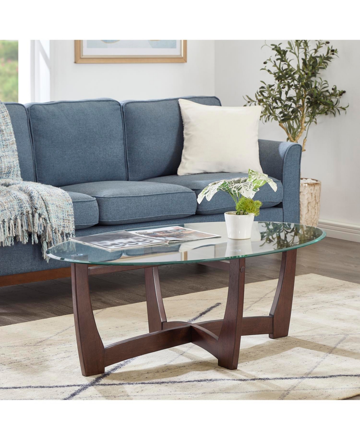 Click here for Streamdale 48" Oval Glass Coffee Table  Cherr... prices