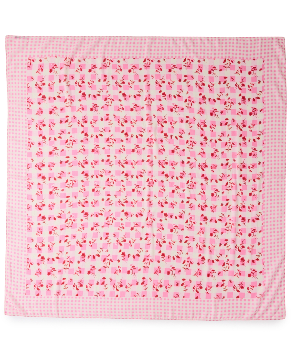 Click here for Steve Madden Gingham Floral Square Scarf - Pink Mu... prices