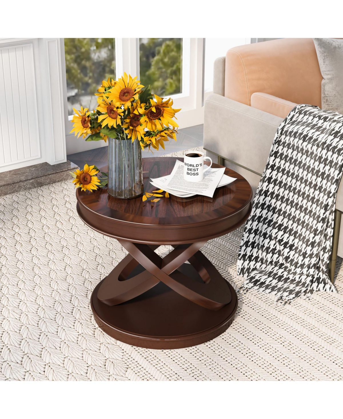 Click here for Streamdale Furniture Retro Round Wooden End Table... prices