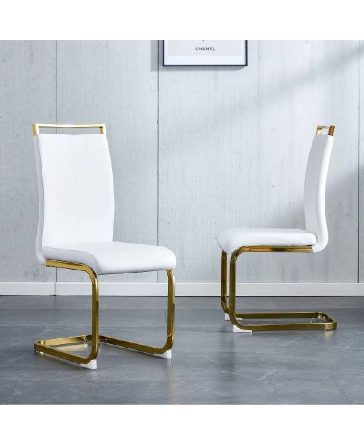 Click here for Streamdale Modern Pu Leather Dining Chairs  Golden... prices