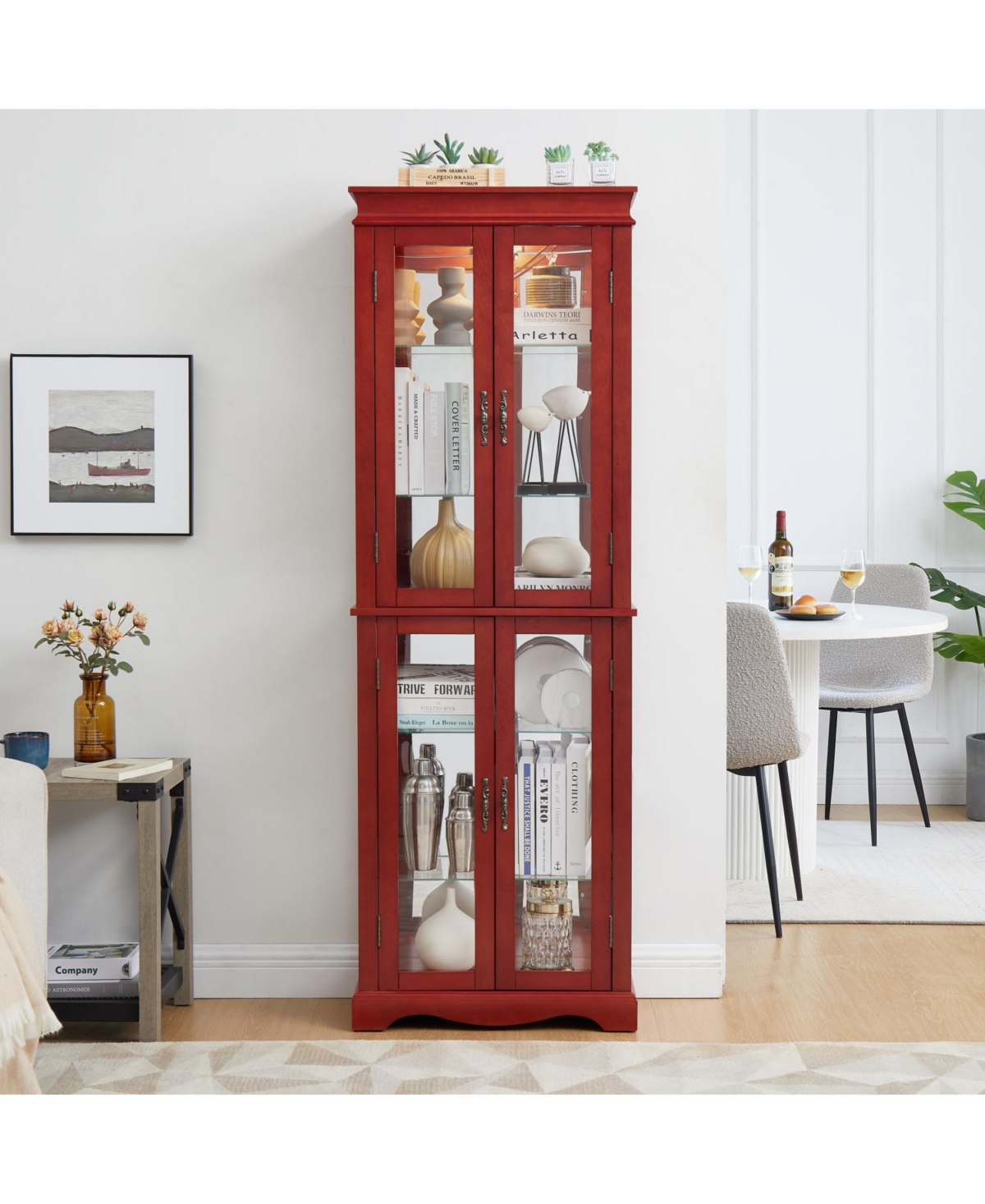 Click here for Streamdale Furniture Lighted Glass Curio Cabinet -... prices