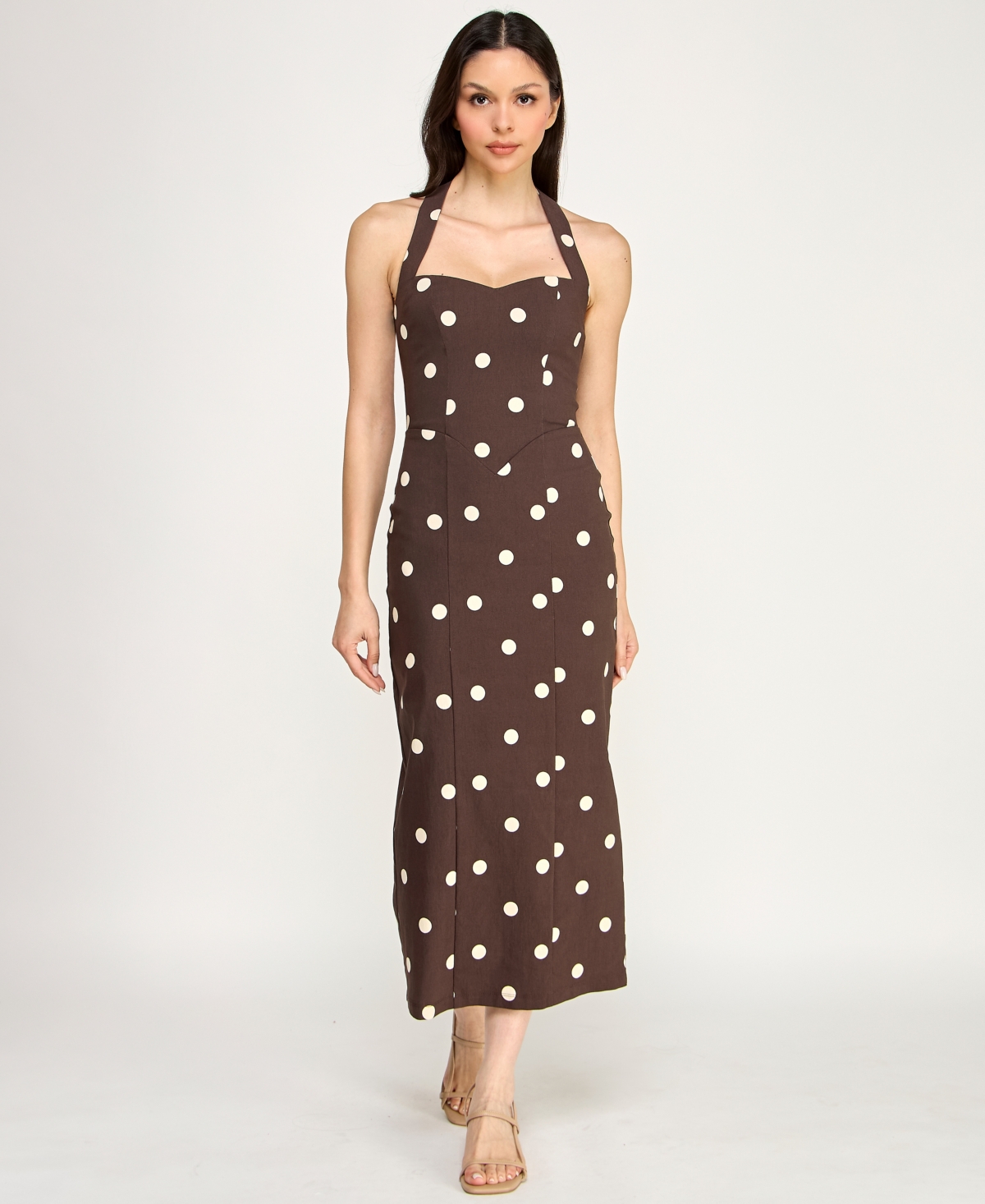 Click here for Row A Womens Sweetheart Halter Neck Slim Midi Dres... prices